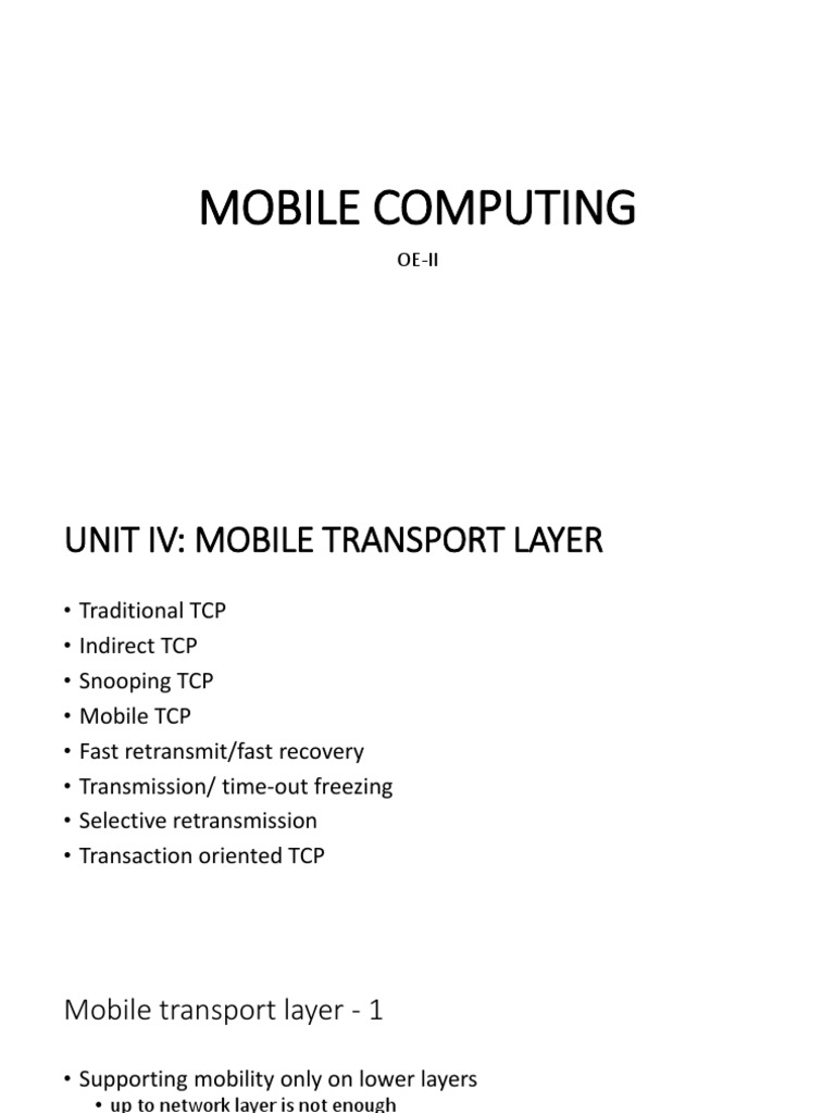 MOBILE Transport Layer | PDF | Network Congestion | Transmission Control Protocol