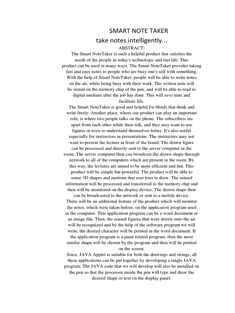 Smart Note Taker Take Notes Intelligently.. | PDF | Computer Program ...