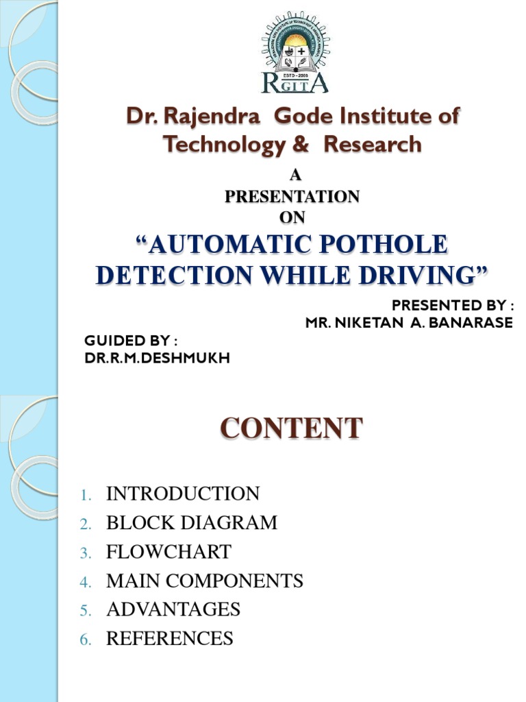 Dr. Rajendra Gode Institute of Technology & Research: "Automatic Pothole Detection While Driving ...