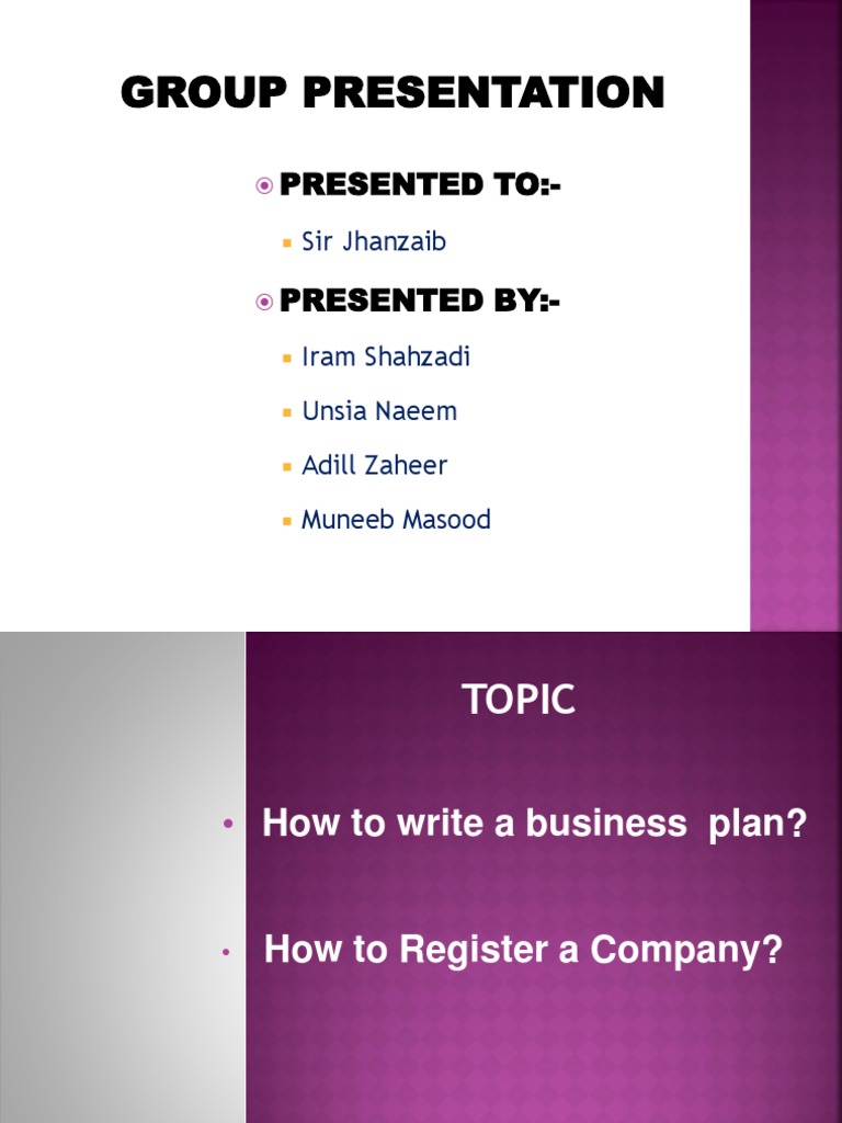 Group Presentation: Presented To | PDF | Financial Plan | Business Plan