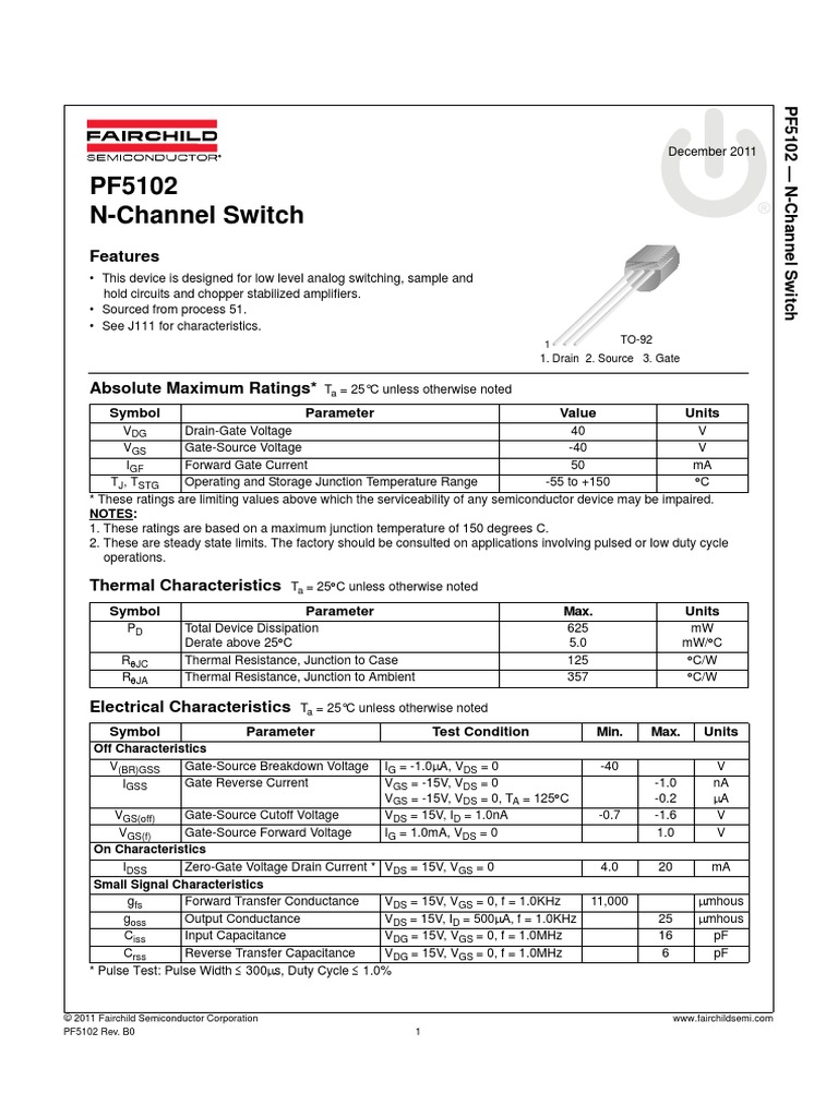 PF5102 N-Channel Switch: Features | PDF | Counterfeit | Computer Engineering