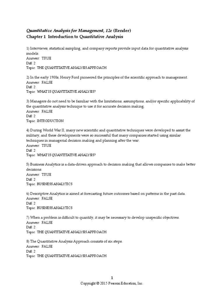 Chapter 1 Introduction To Quantitative Analysis | PDF | Mathematical ...