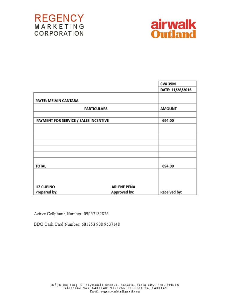 Voucher For Incentive | PDF