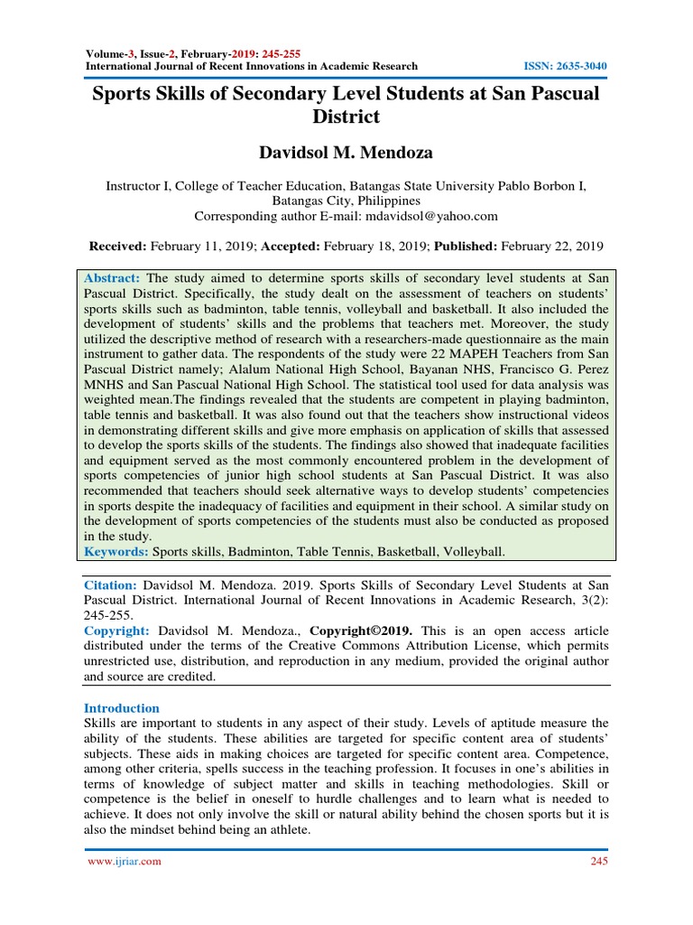 Sports Competence Research | PDF | Volleyball | Sports