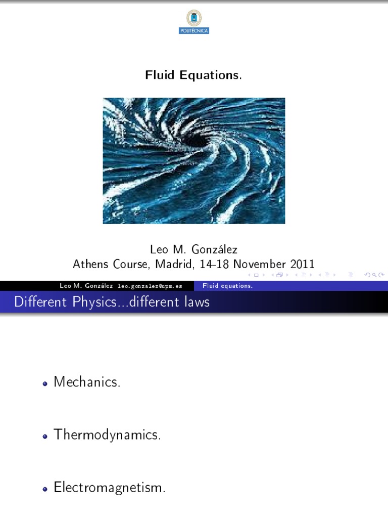 Fluid Equations.: Leo M. González Leo - Gonzalez@upm - Es Fluid ...