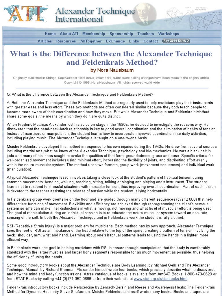 Alexander Technique and Feldenkrais Method | PDF | Alexander Technique ...
