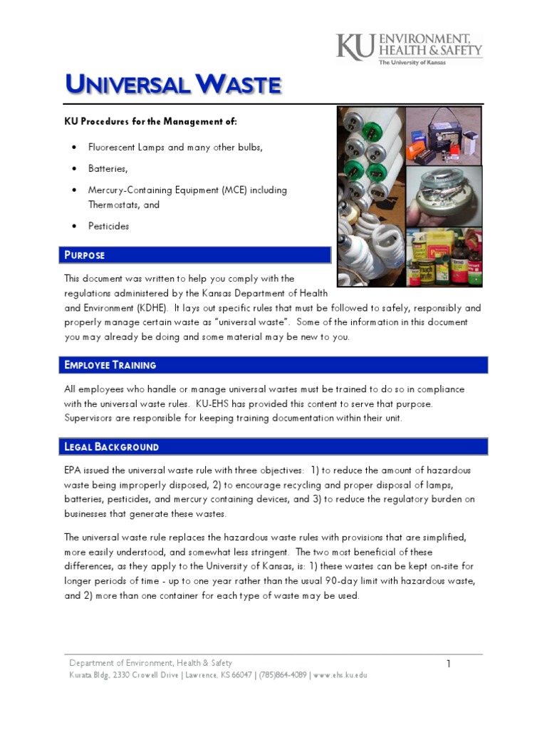Universal Waste Management Procedures | PDF | Hazardous Waste | Waste