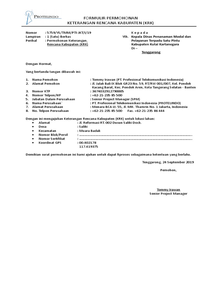 Permohonan KRK SALIKI | PDF