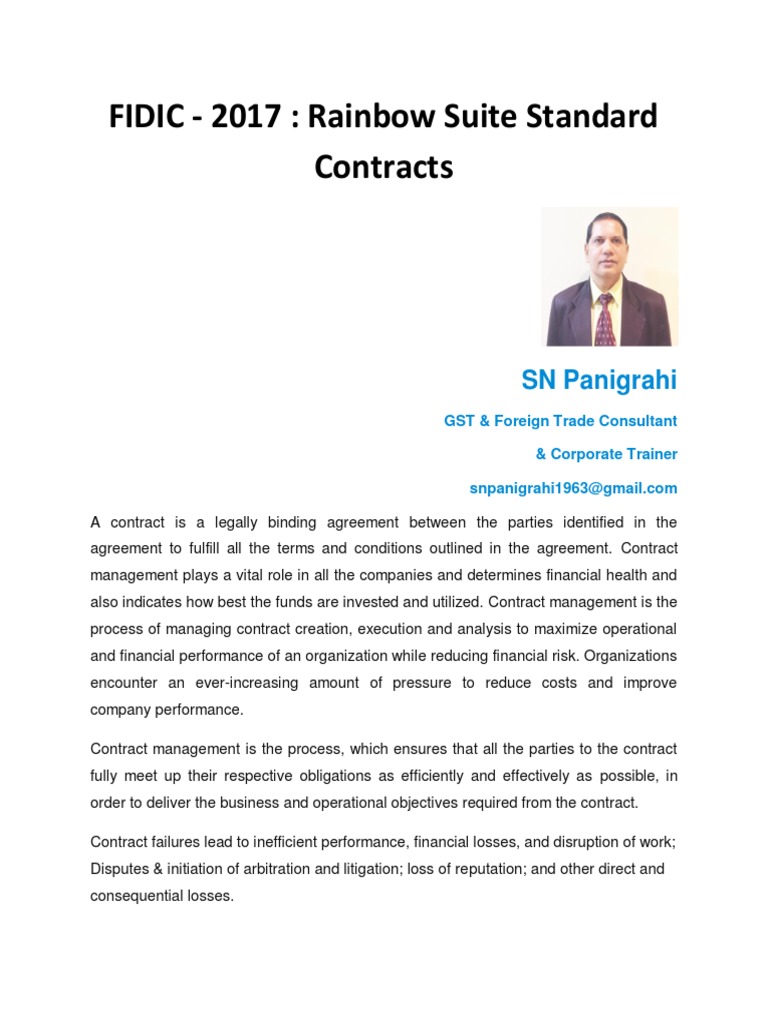 FIDIC - 2017 Rainbow Suite Standard Contracts | PDF | General ...