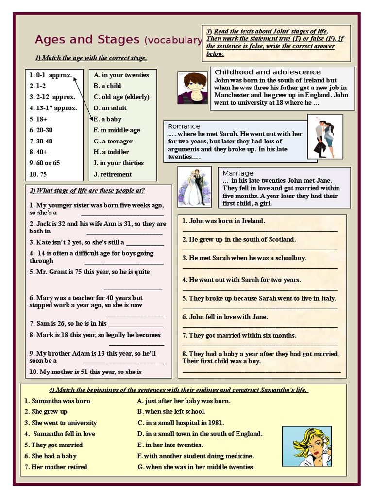 Ages and Stages Vocabulary Information Gap Activities Reading ...