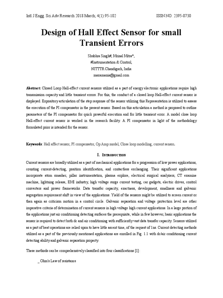 Design of Hall Effect Sensors | PDF | Operational Amplifier | Amplifier