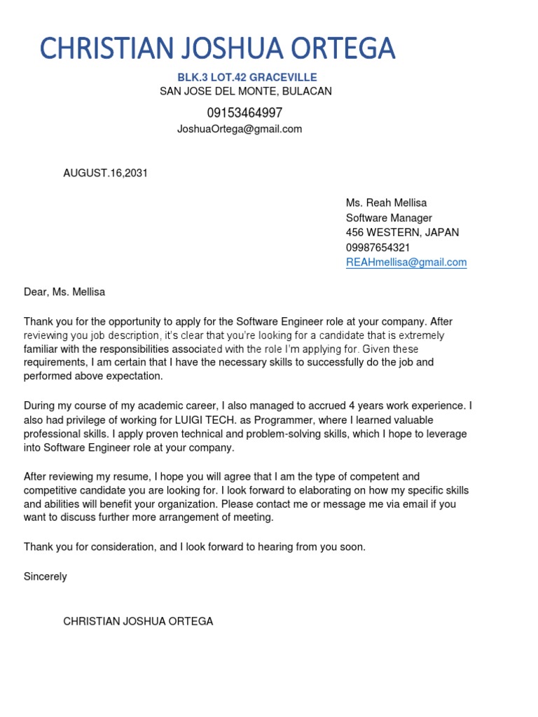 Cover Letter Exam | PDF