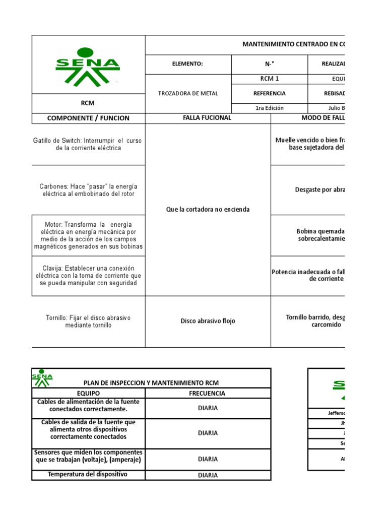 Formato RCM | PDF | Motor eléctrico | Componentes eléctricos