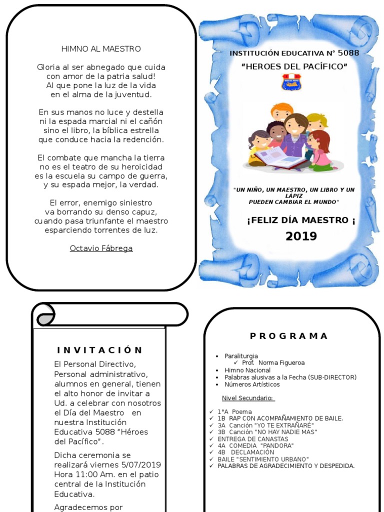 Programa Dia Del Maestro Ultimo 2019 | PDF