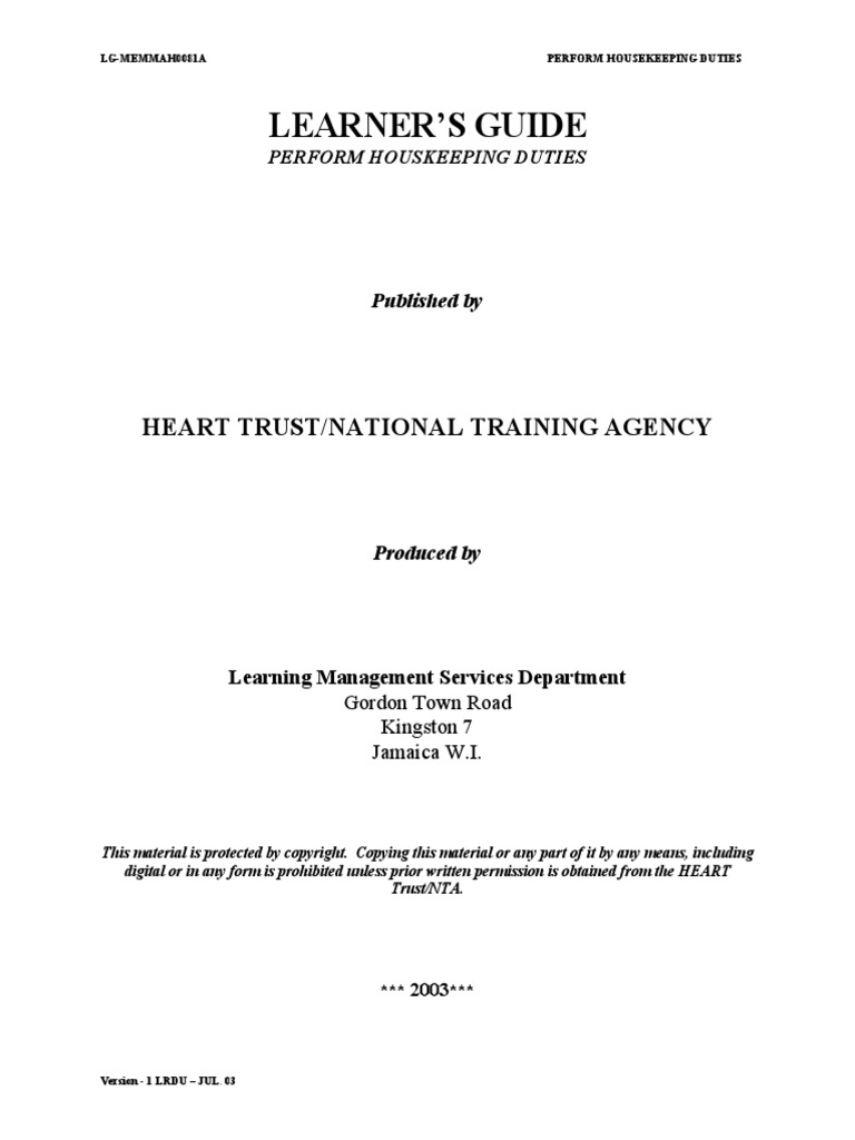Perform Housekeeping Duties | PDF | Competence (Human Resources ...