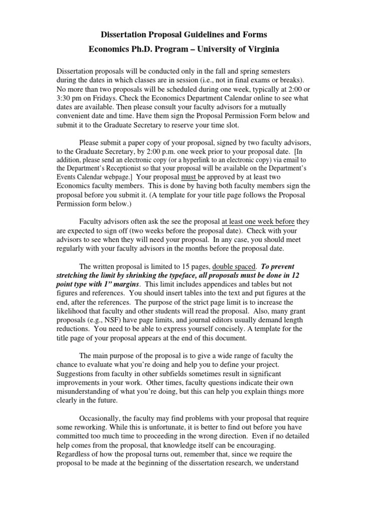 Dissertation Proposal Guidelines and Forms Economics Ph.D. Program - University of Virginia ...