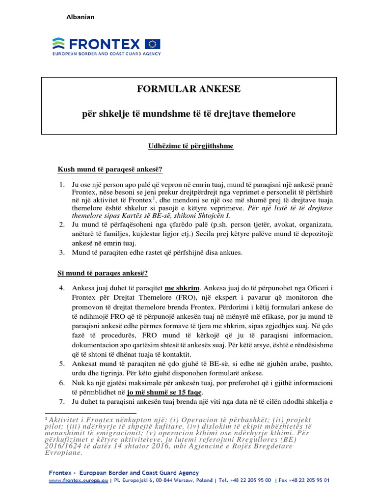 Complaint Form Albanian | PDF