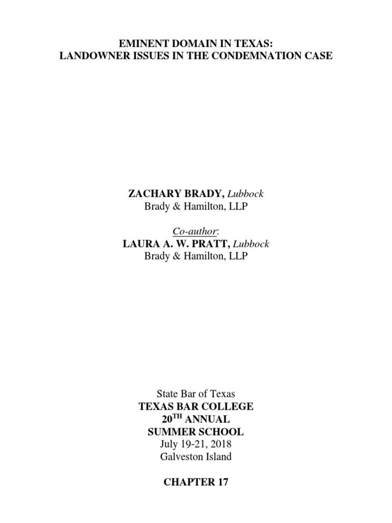 Eminent Domain in Texas: Landowner Issues in The Condemnation Case ...