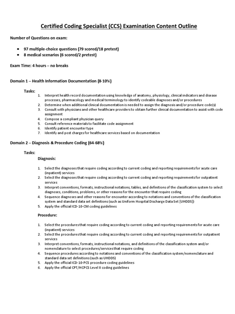 CCS Content Outline | PDF | Medical Diagnosis | Patient