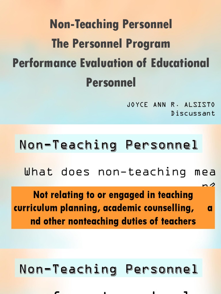 Evaluating Non-Teaching Personnel Performance | PDF | Performance ...