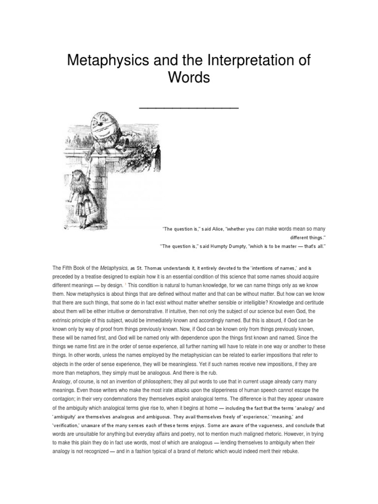 Metaphysics and The Interpretation of Words | PDF | Metaphysics | Reason