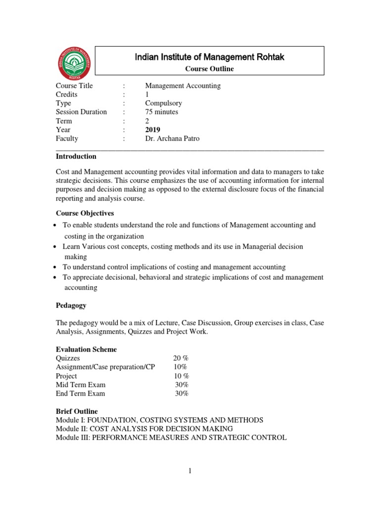 Outline MANAC | PDF | Management Accounting | Accounting