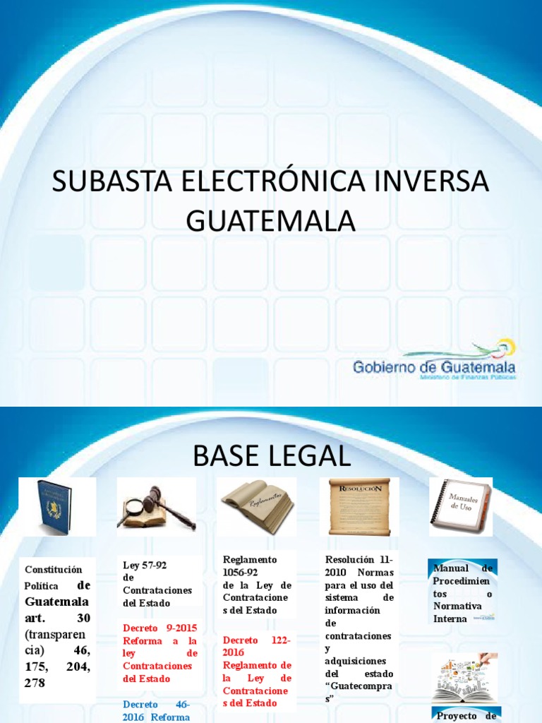 Proceso de subasta electrónica inversa en Guatemala: marco legal y procedimientos | PDF ...