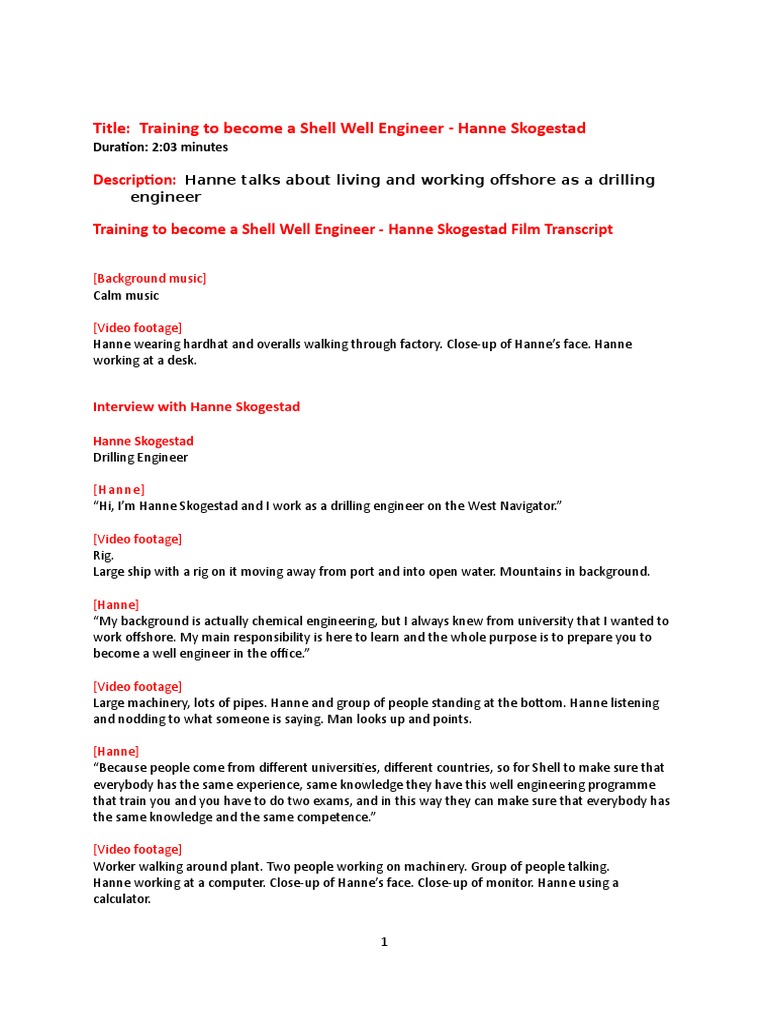 Training To Become A Shell Well Engineer Hanne | PDF