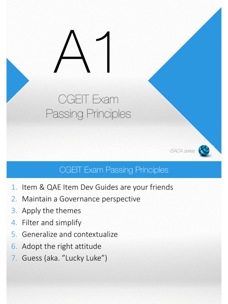 A1 CGEIT Exam Passing Principles | PDF | Question | Test (Assessment)