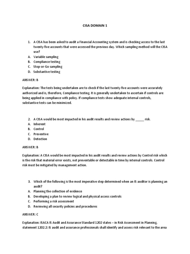 Cisa Combined Pdf Pdf Audit Auditor S Report