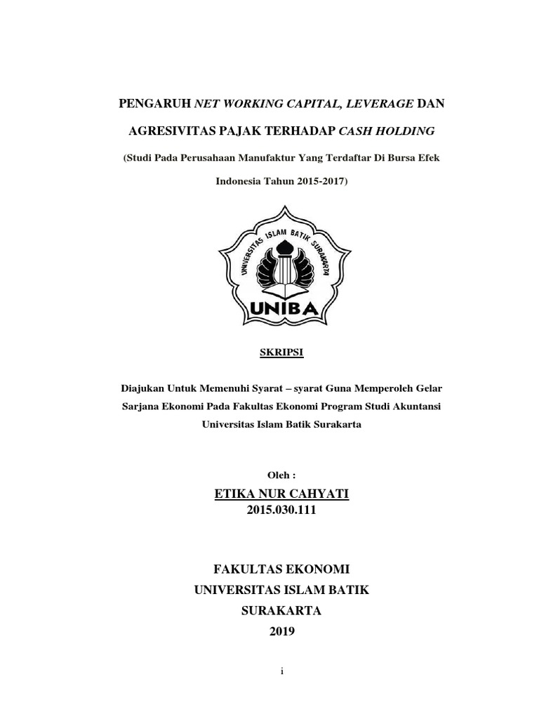 Cover Skripsi | PDF | Karier & Perkembangan | Pengelolaan Keuangan & Uang