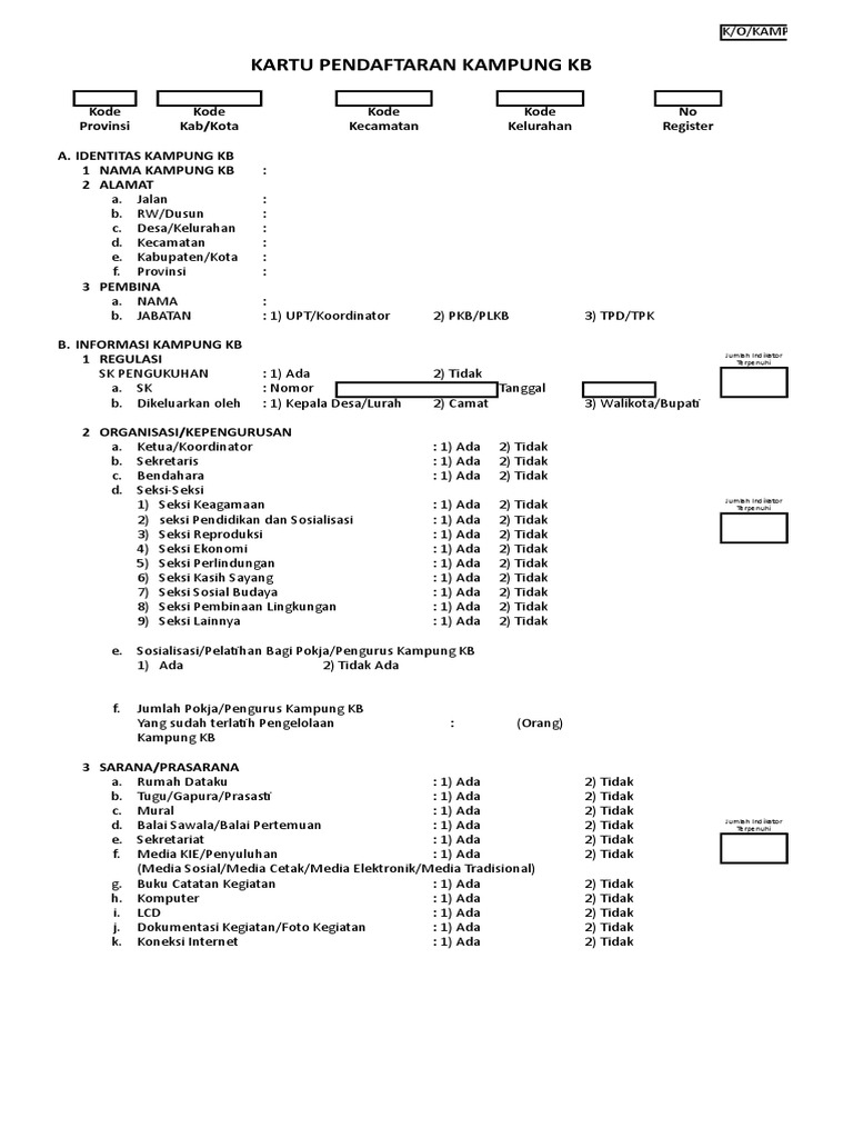 Formulir Kokampung KB | PDF
