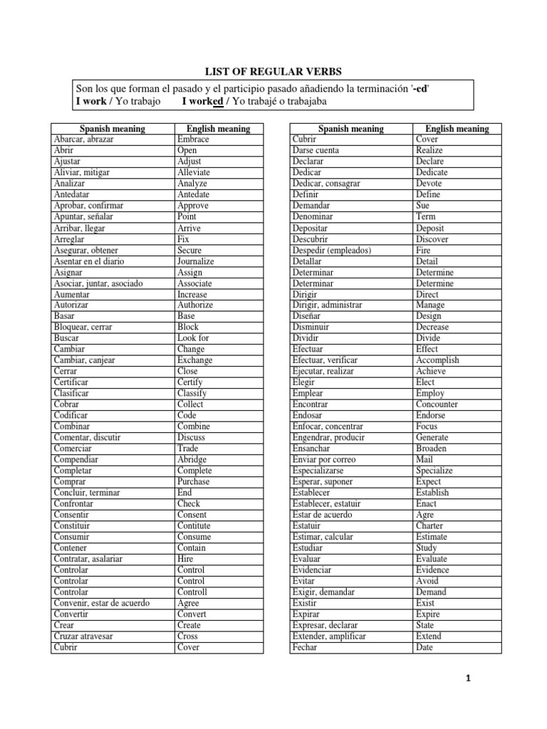 Regular Verb List | PDF | Languages