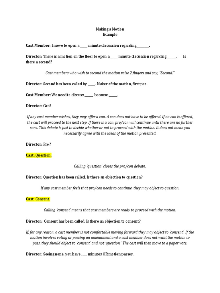 Making A Motion Example | PDF