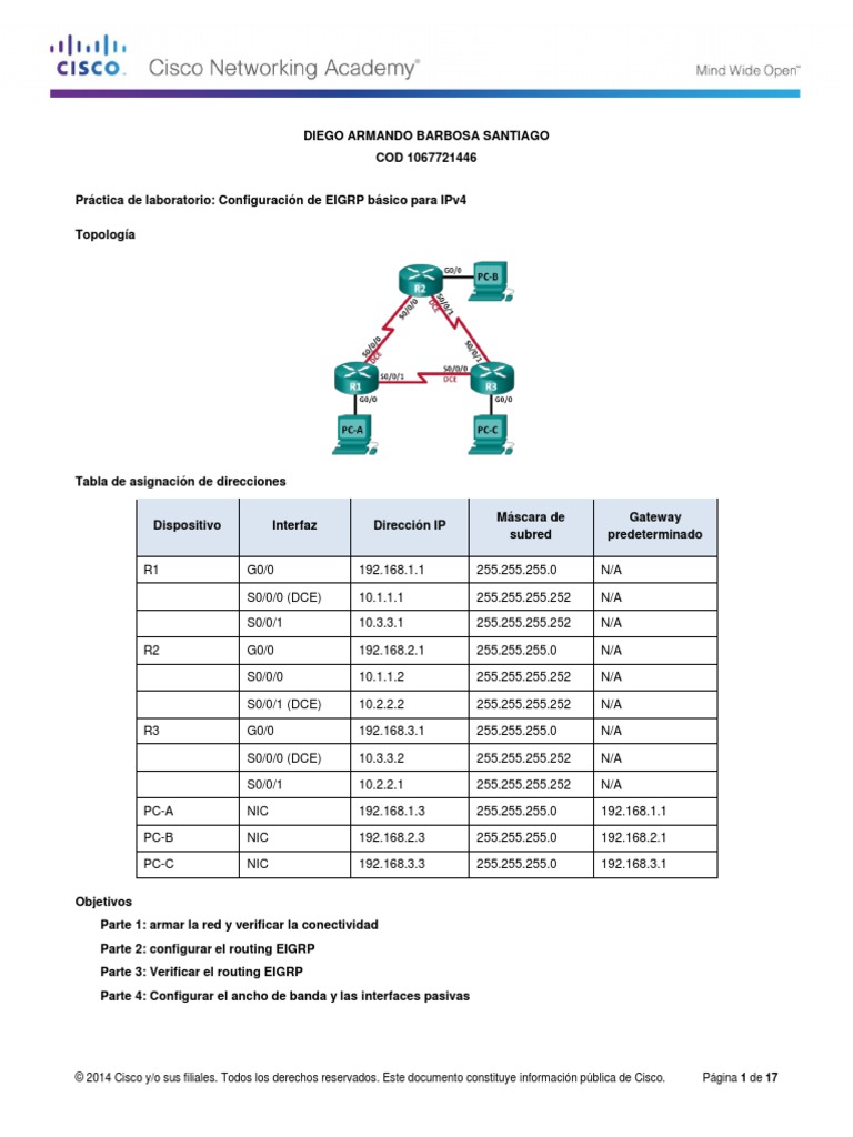 7.2.2.5 - Configuring Basic EIGRP For IPv4 | Descargar gratis PDF | Enrutador (Computación ...