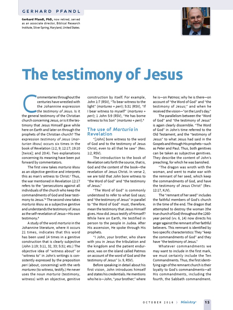 The Testimony of Jesus | PDF | Prophecy | Book Of Revelation