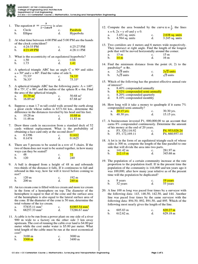 Math Problem Set | Download Free PDF | Sphere | Elementary Mathematics
