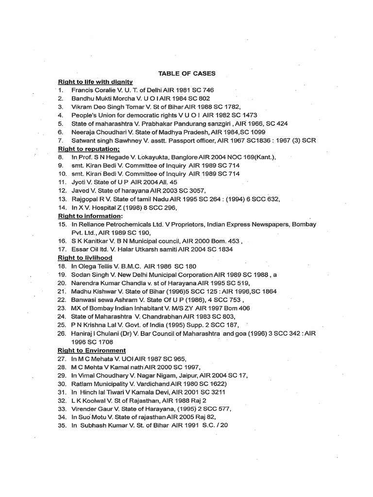 05 - Table of Cases | PDF | Human Rights | United Nations