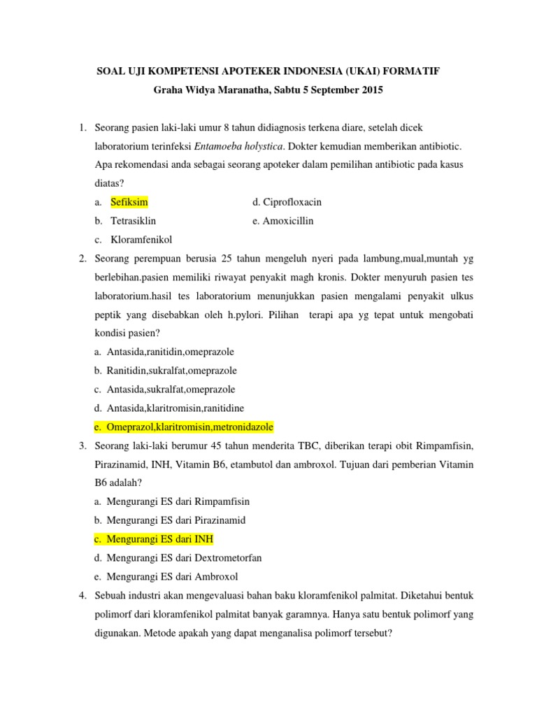 Soal Ukai Formatif Gabungan (Unpad) | PDF