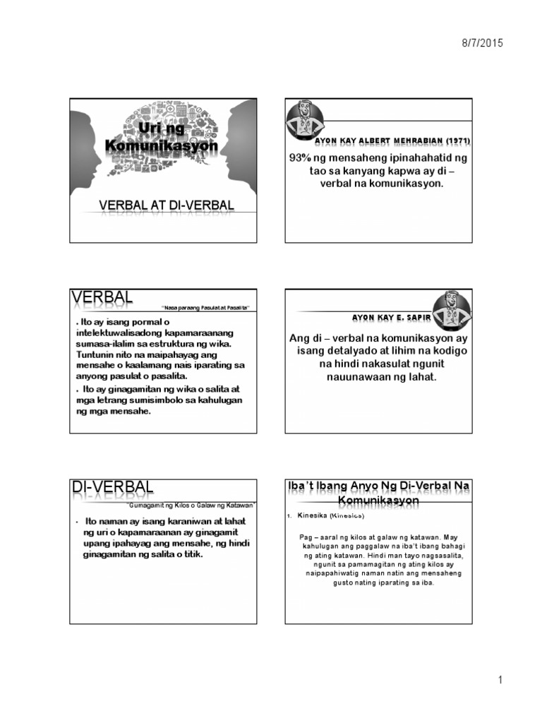Fil001 Handout Verbal at Di-Verbal | PDF