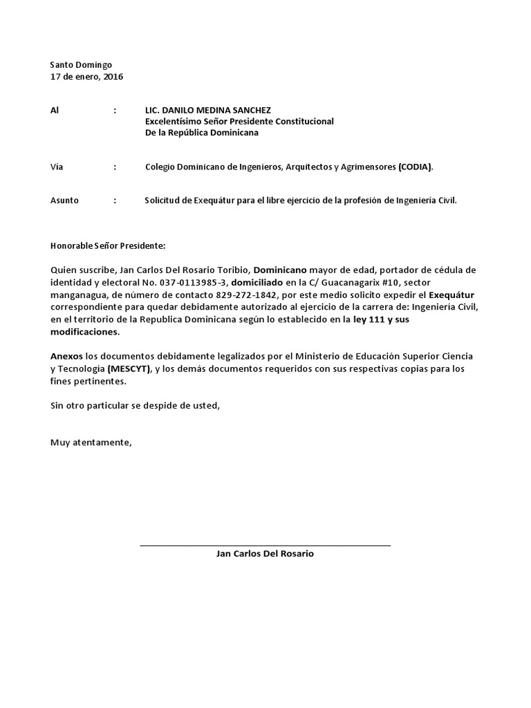 Solicitud de Exequatur | PDF