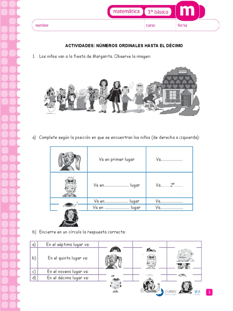 Numeros Ordinales Hasta El 10 | PDF
