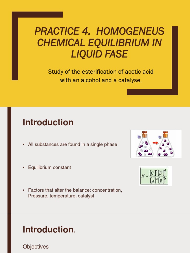 Presentacion p4. Euilibrio Quimico Homogéneo en Fase Líquida | PDF ...