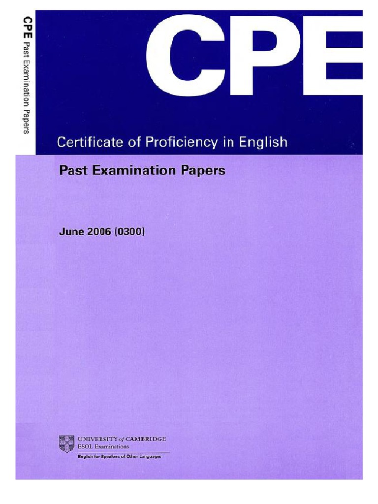 Cambridge CPE Past Papers - June 2006 PDF | PDF