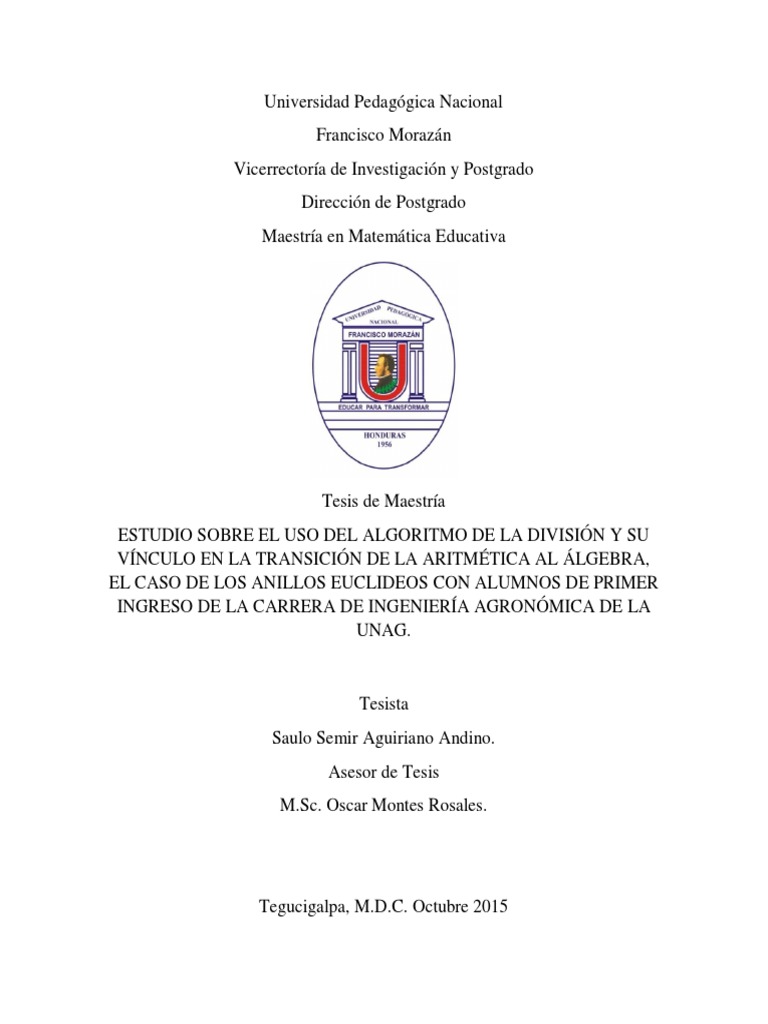 Estudio Sobre El Uso Del Algoritmo de La Division y Su Vinculo en La ...