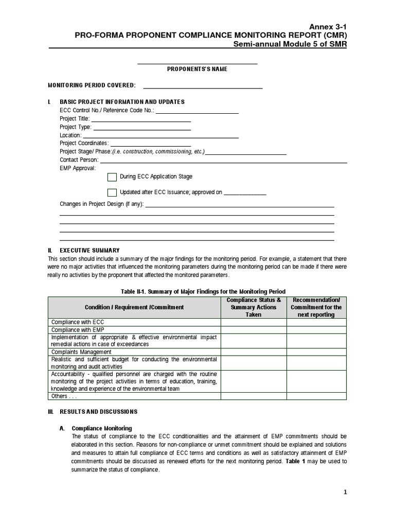 CMR Format | PDF | Environmental Monitoring | Environmental Impact ...