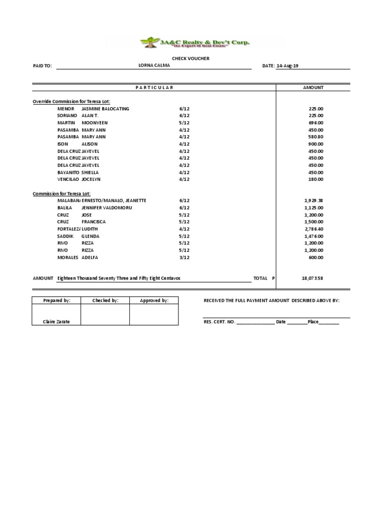 Commission Payment Voucher Template | PDF | Business