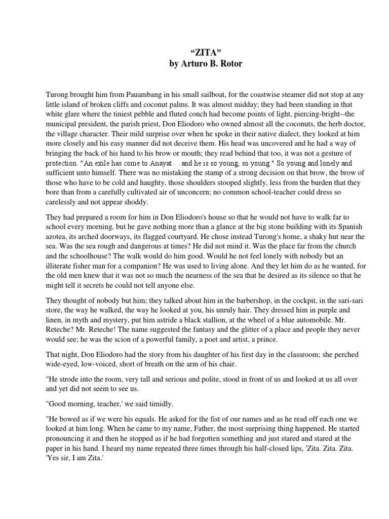 "ZITA" by Arturo B. Rotor | PDF | Nature