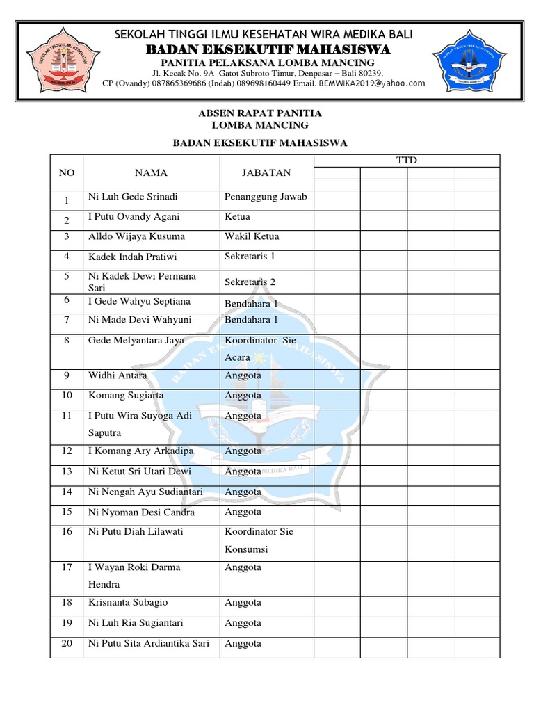 Absen Panitia Mancing | PDF