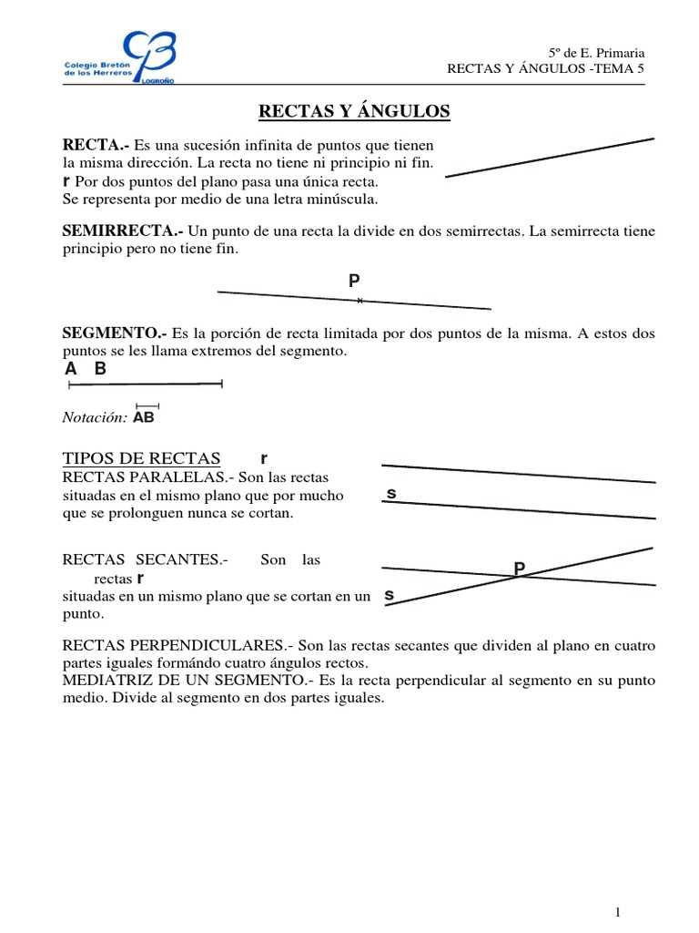 Tipos y Medidas de Ángulos para Primaria | PDF | Línea (geometría ...